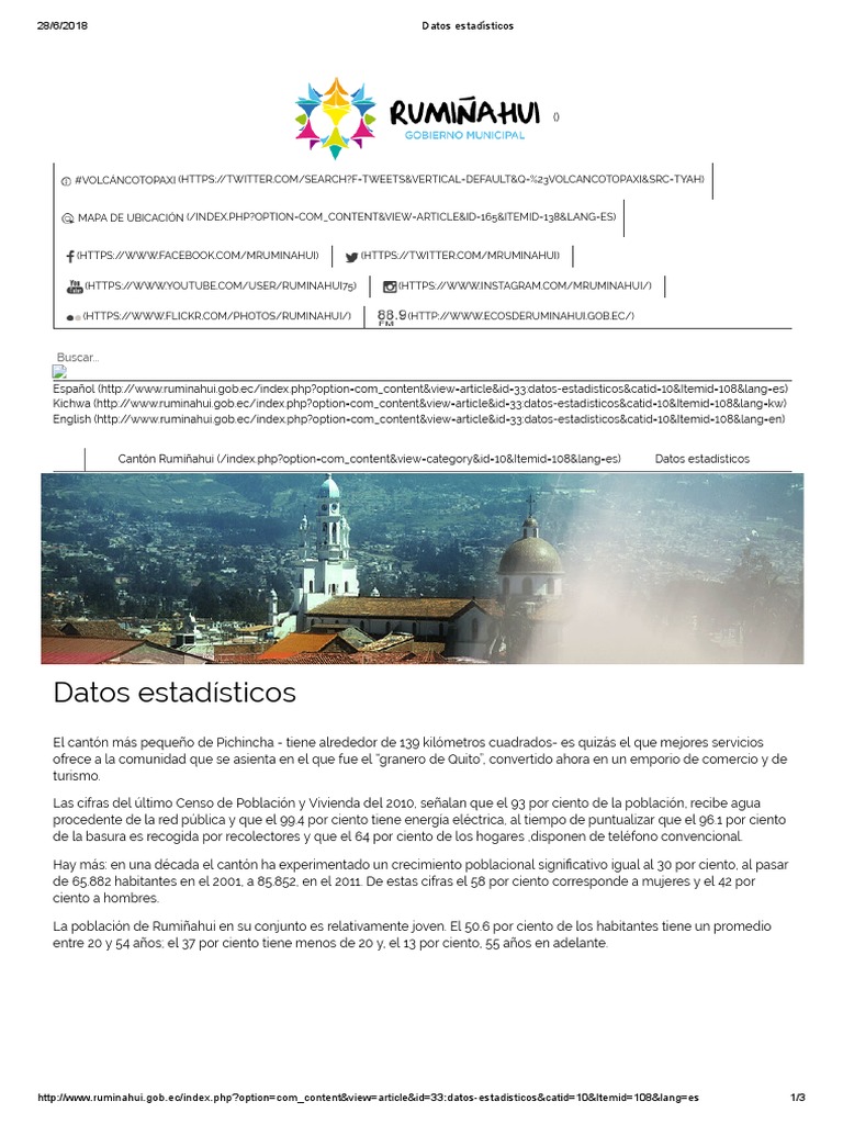 Estadísticas del Cantón Rumiñahui | PDF | Internet | Business