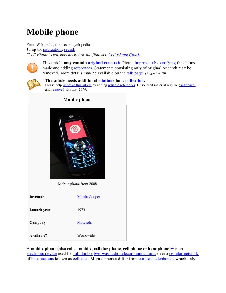 Mobile Phone: Navigation Search Improve It Verifying References Talk ...