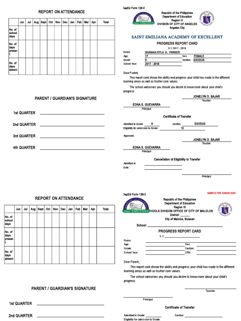 Deped Form 138 Jhs | Download Free PDF | Value (Ethics) | Learning
