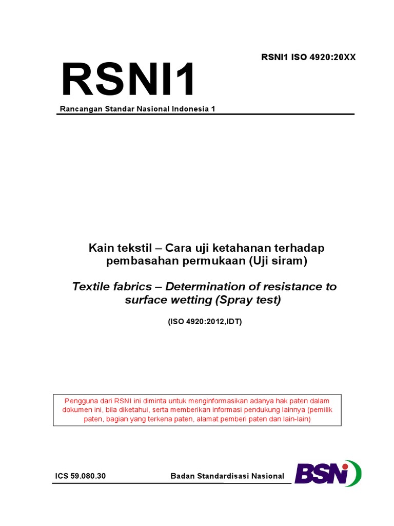 RSNI1 ISO 4920 Uji Siram (Icha) | PDF