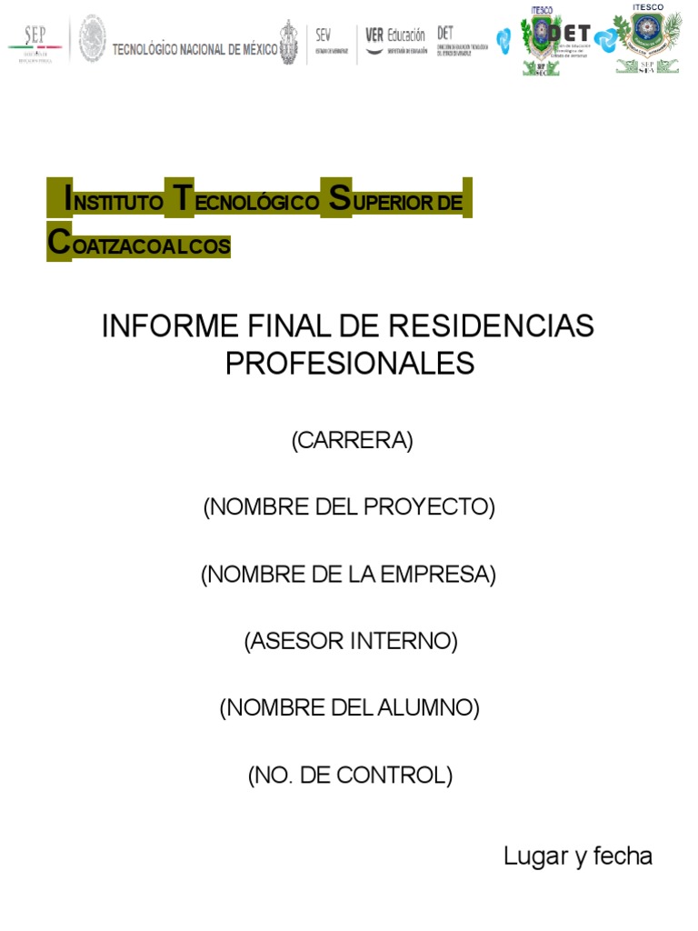 Portada Informe Final de Residencia | PDF | Tecnología