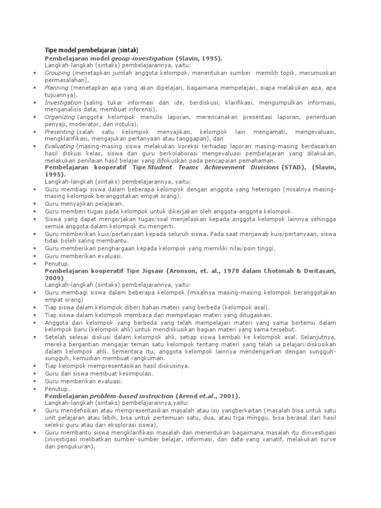 Model Pembelajaran (Sintak) | PDF