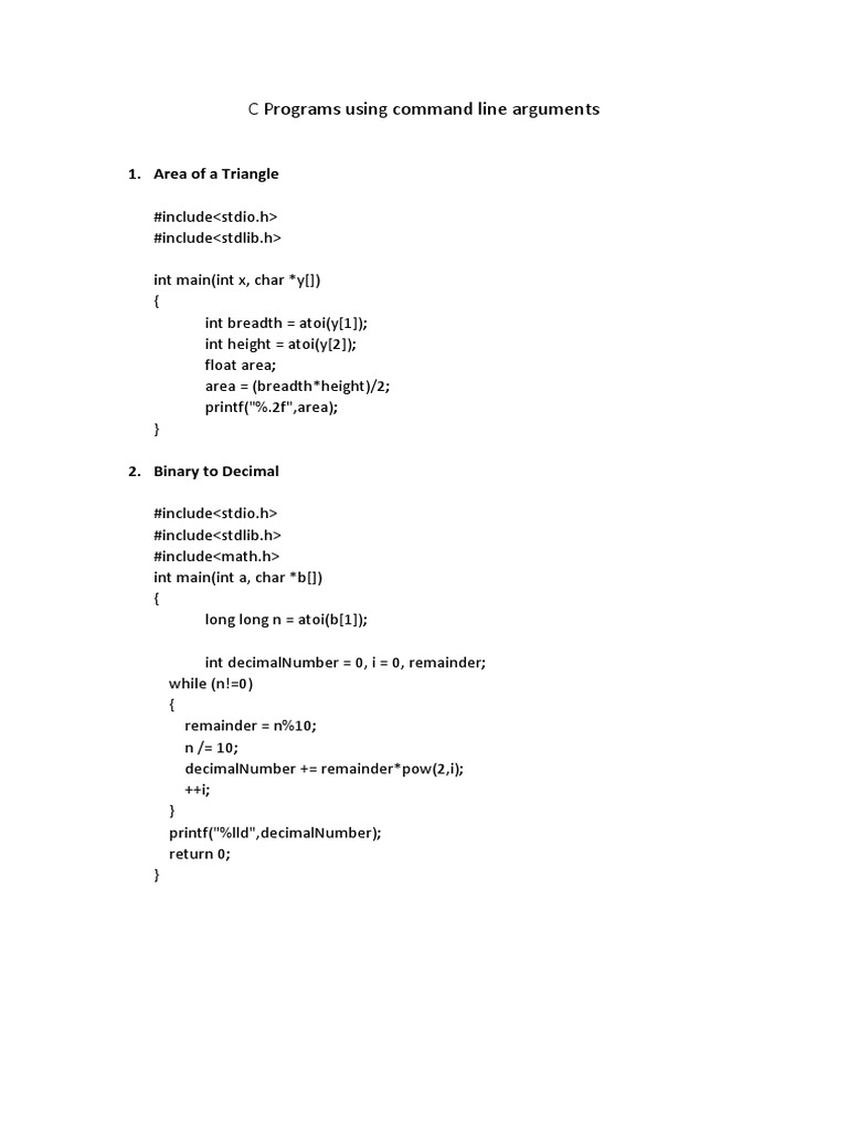 C Programming Using Command Line Arguments | PDF | Triangle Geometry ...