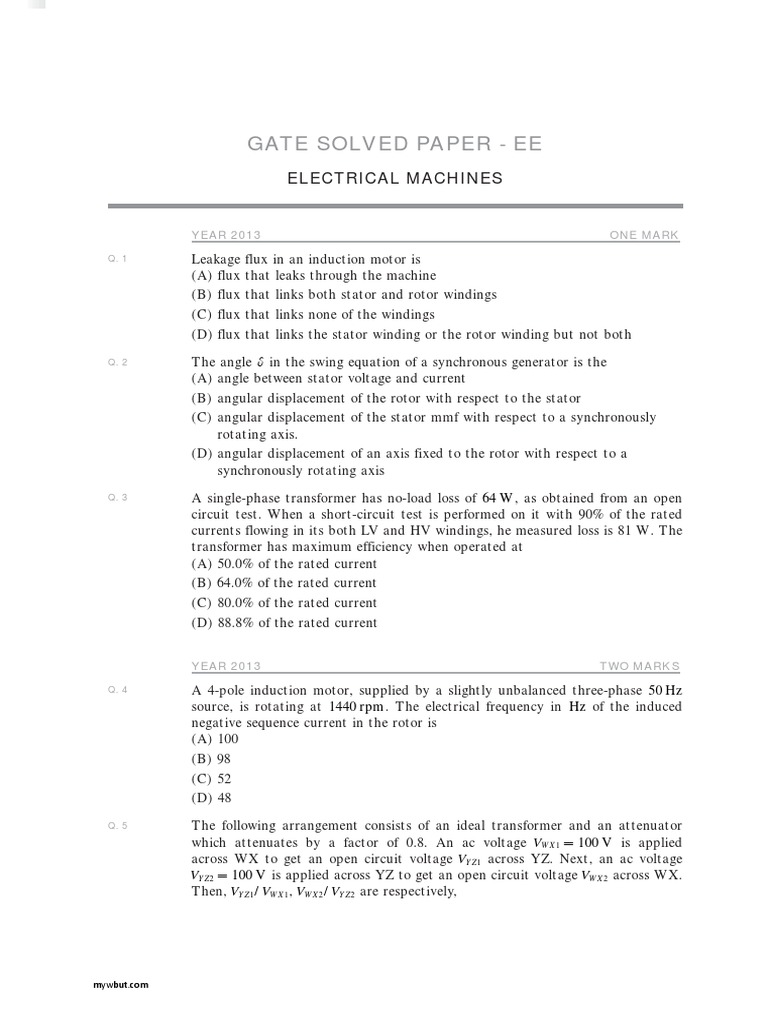 Electrical Machines PDF | PDF | Transformer | Electric Generator
