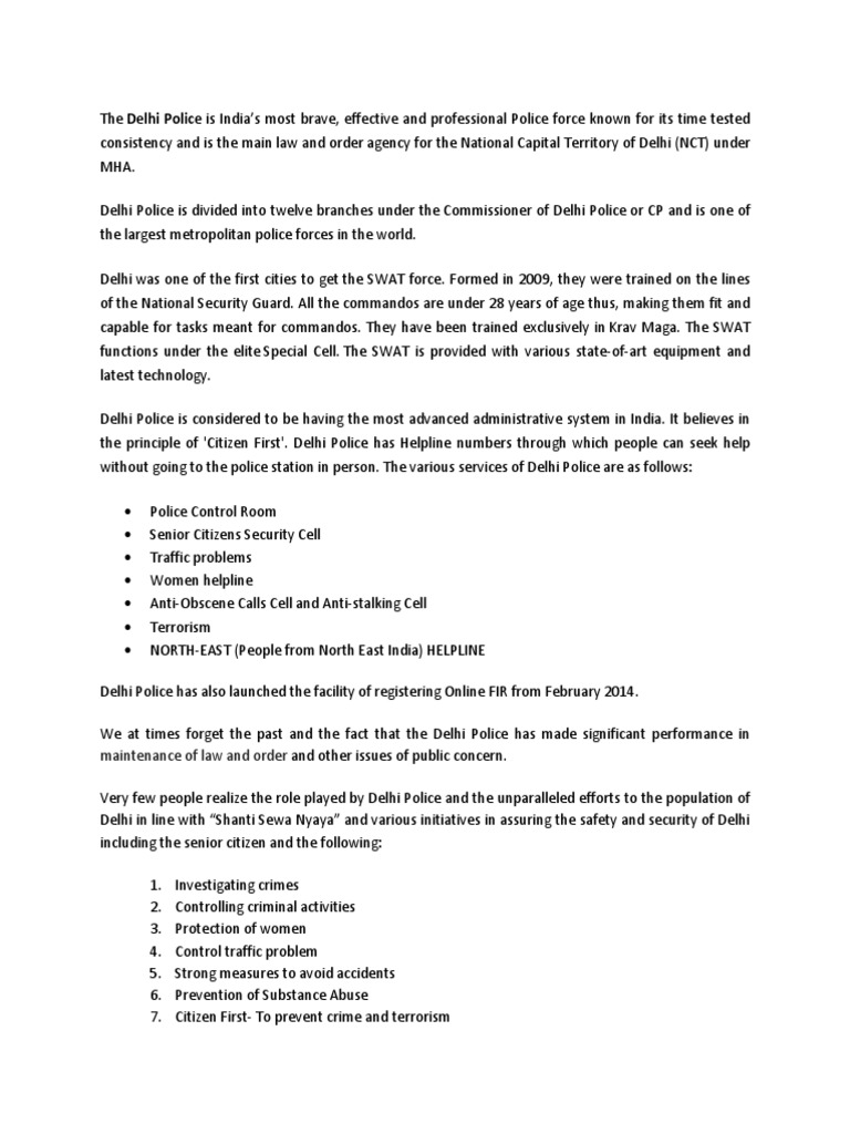 Delhi Police Script | PDF | Law Enforcement | Crime & Violence