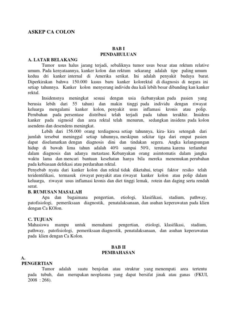Askep CA Colon | PDF