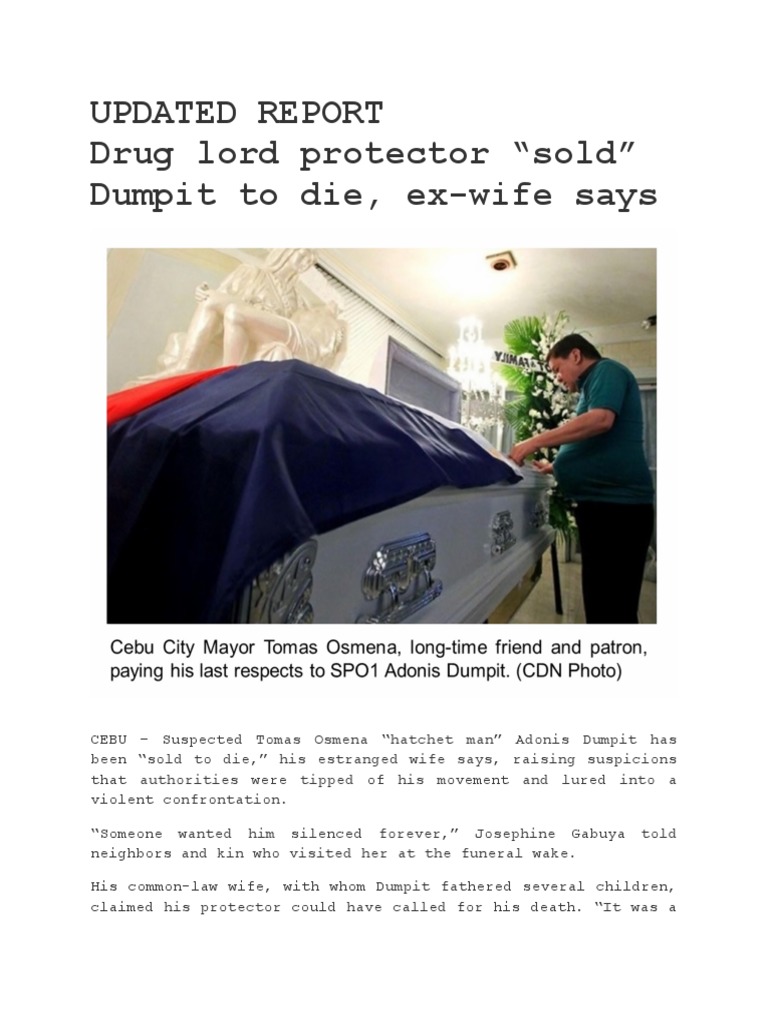 Dumpit Death Was Rub-Out, Estranged Wife Claims | PDF | Police | Law ...