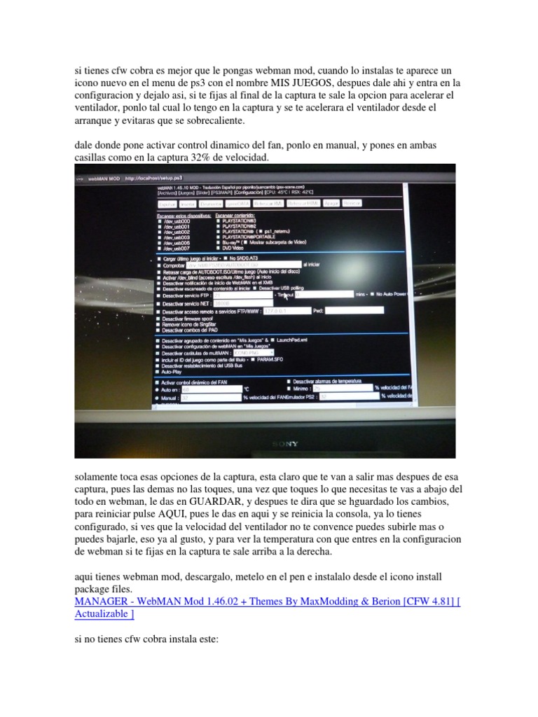 Si Tienes CFW Cobra Es Mejor Que Le Pongas Webman Mod | PDF