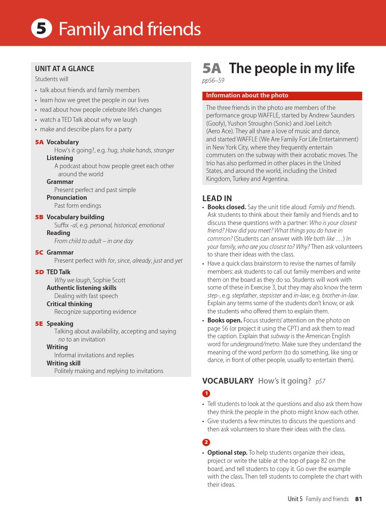 Family and Friends: The People in My Life | PDF | Question | Test ...