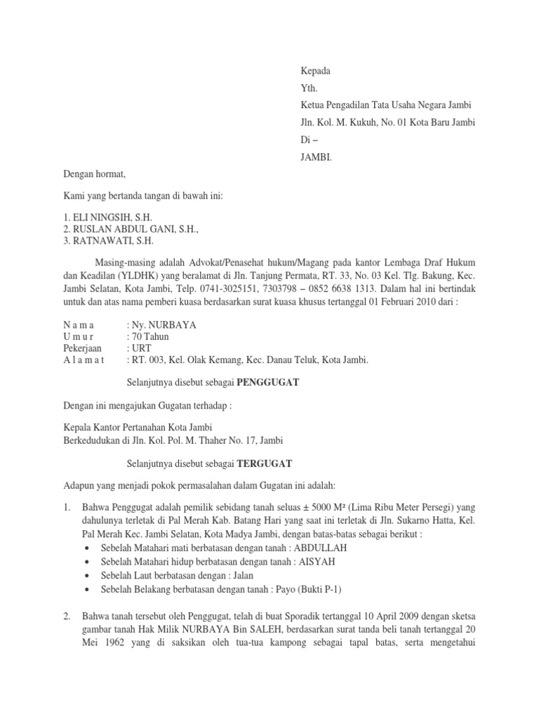 Surat Gugatan TUN | PDF