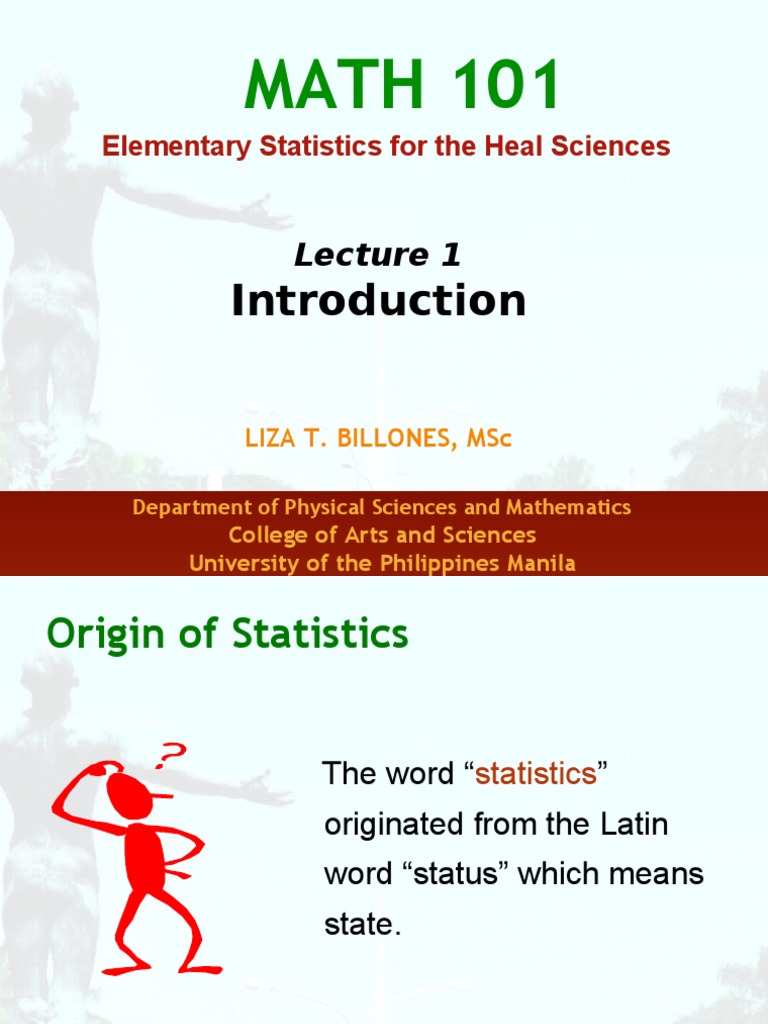 MATH 101: Elementary Statistics For The Heal Sciences | PDF | Level Of ...