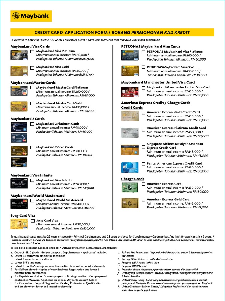 Credit Card Application Form : Borang Permohonan Kad Kredit | PDF ...