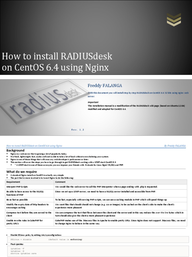 Install RADIUSdesk on CentOS 6.4 | PDF | Web Server | Internet & Web