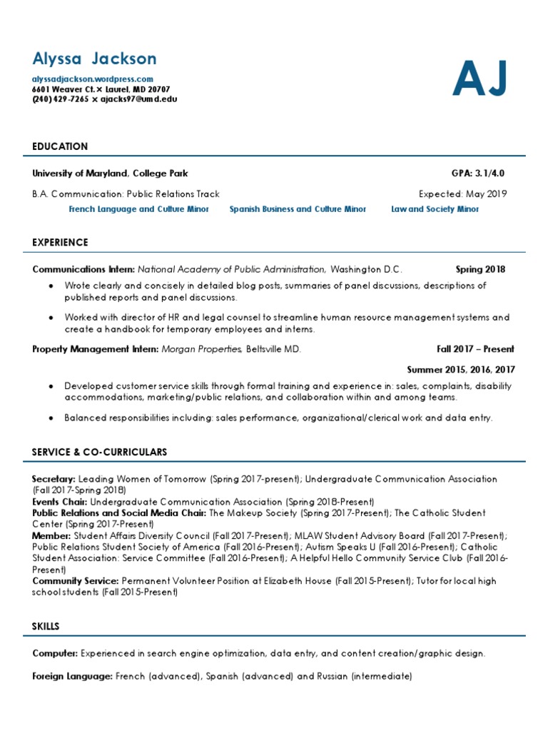 AJ Resume 2018 | PDF | Public Relations | Human Resource Management