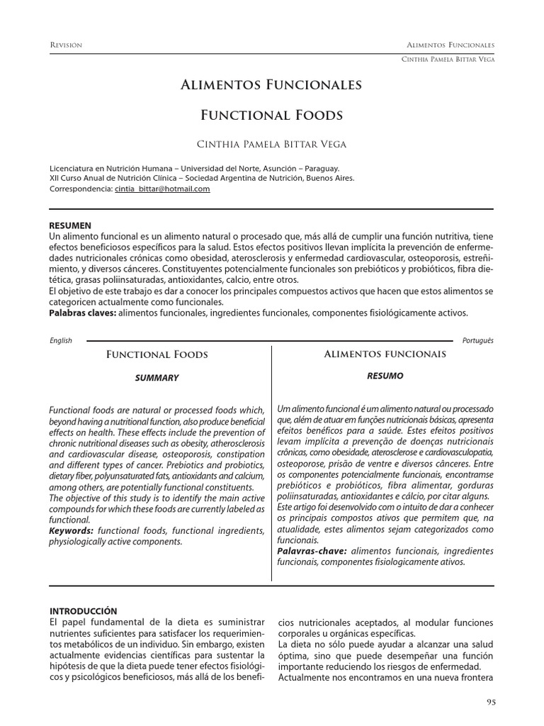 Alimentos Funcionales | PDF | Comida funcional | Alimentos