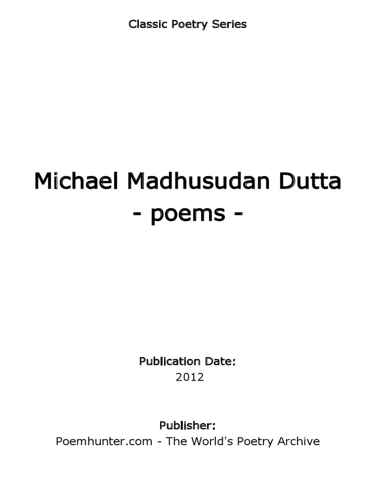 Michael Madhusudan Dutta | PDF | Poetry