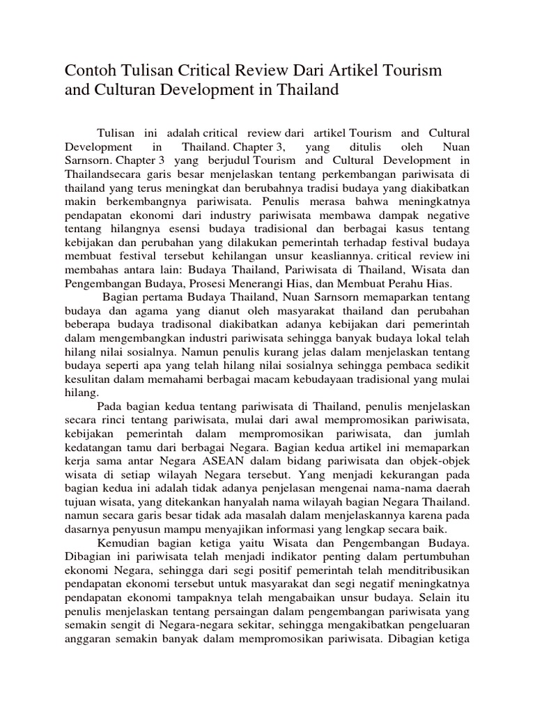 Contoh Tulisan Critical Review Dari Artikel | PDF