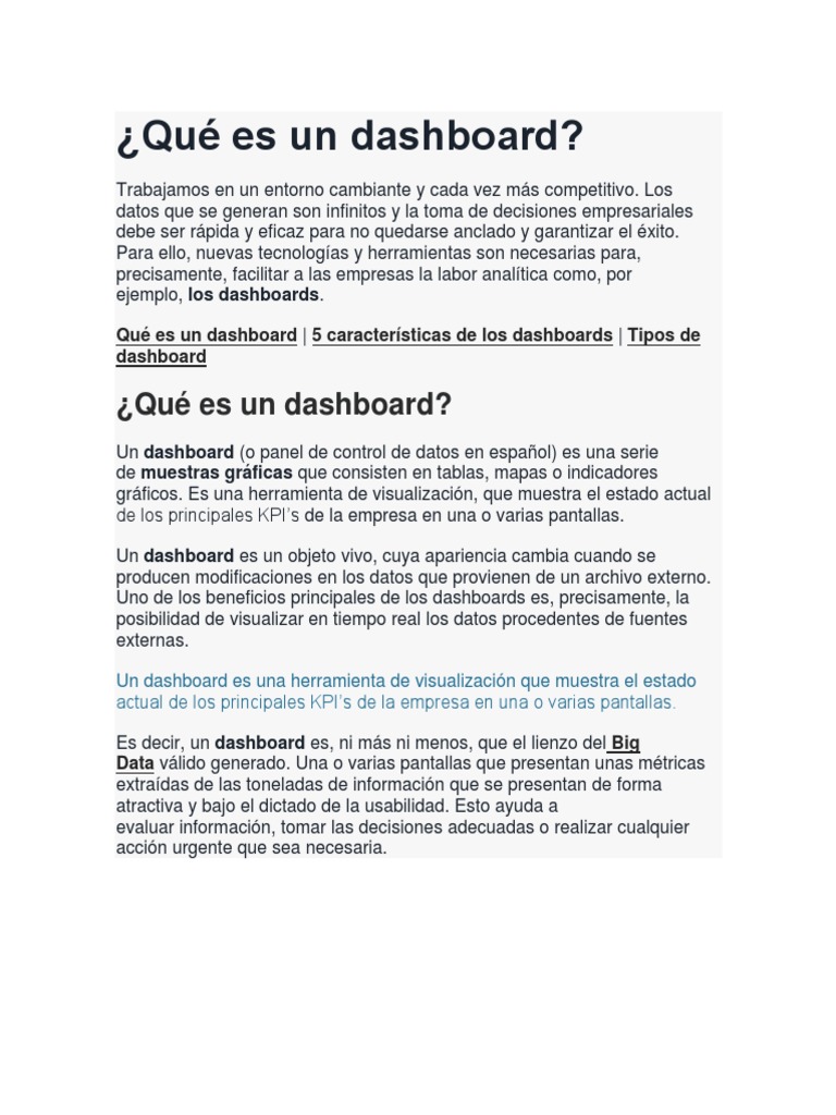 Qué Es Un Dashboard | PDF | Información | Toma de decisiones
