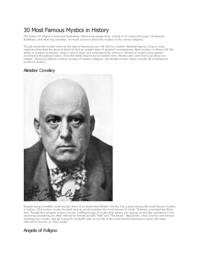 30 Most Famous Mystics in History | PDF | Mysticism | Confucianism