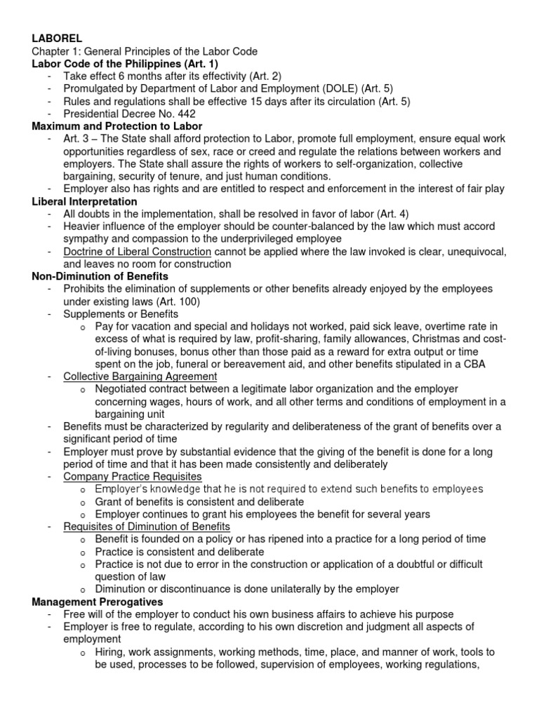 Laborel Labor Code of The Philippines (Art. 1) | Download Free PDF ...