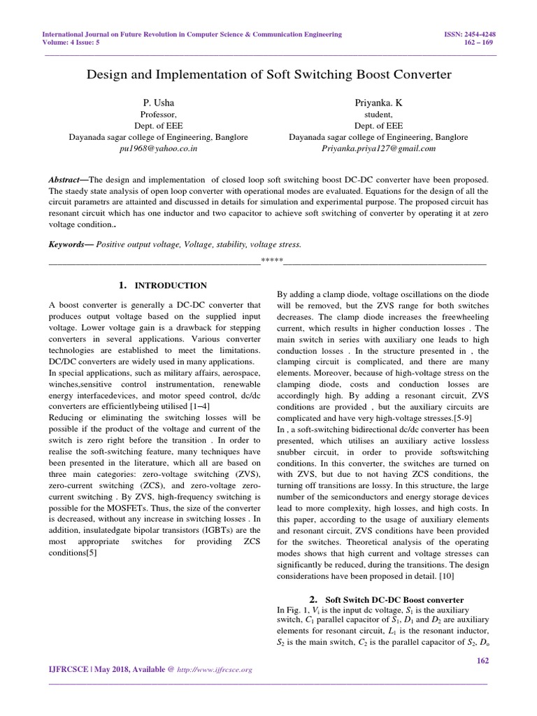 Design and Implementation of Soft Switching Boost Converter | PDF | Rectifier | Electrical Network
