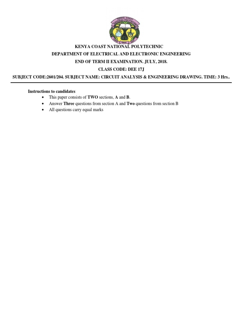 This Paper Consists of TWO Sections, A and B. Answer Three Questions From Section A and Two ...
