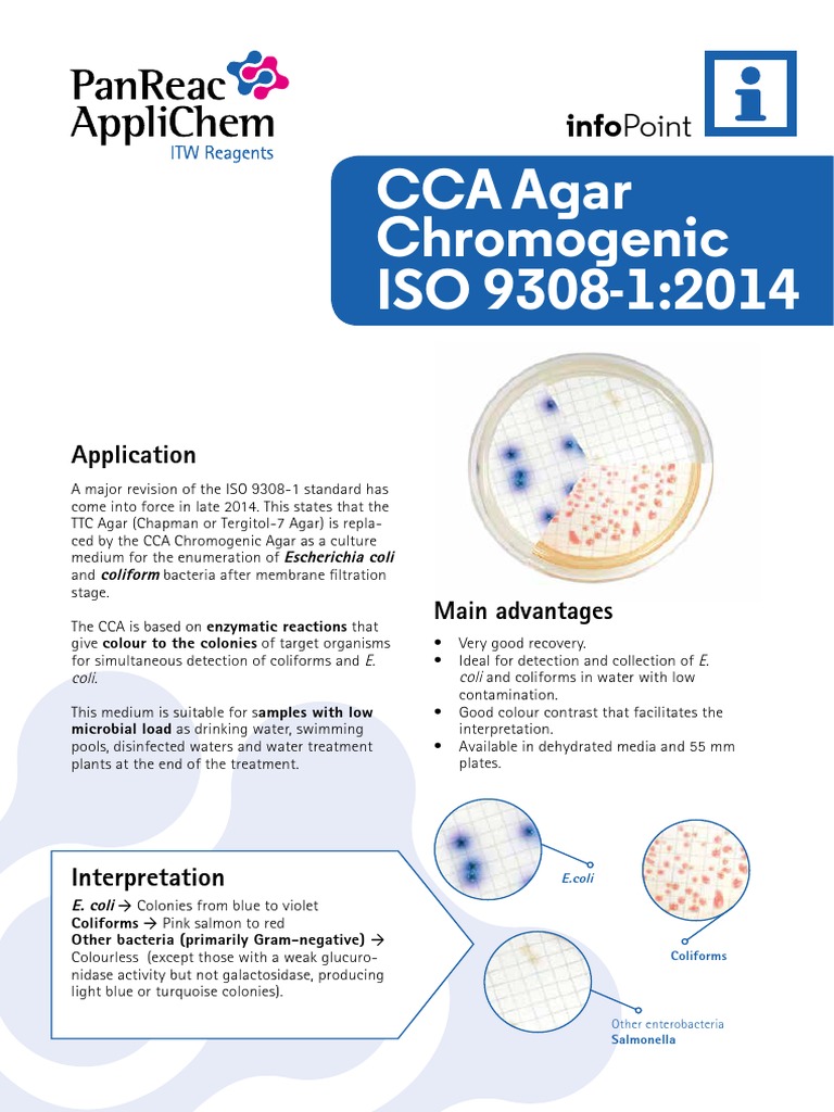 CCA Chomogenic Agar PDF | PDF | Escherichia Coli | Colony Forming Unit