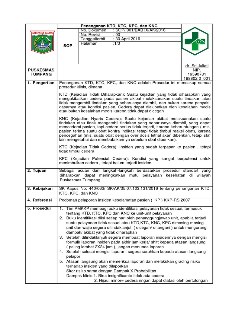 Sop KTD, KPC, KNC | PDF | Pengembangan Diri
