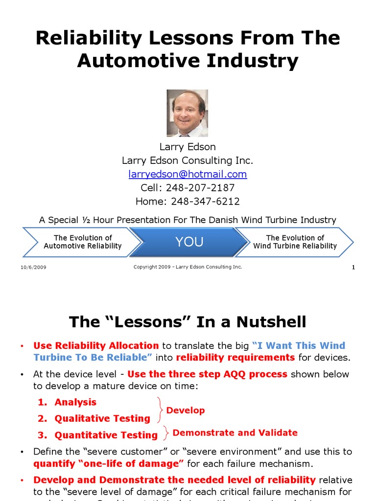 Reliability Seminar Larry Edson Presentation | PDF | Reliability ...