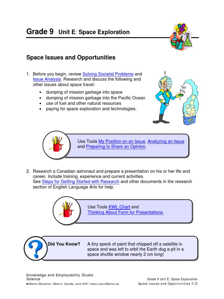 Grade 9: Unit E: Space Exploration | PDF