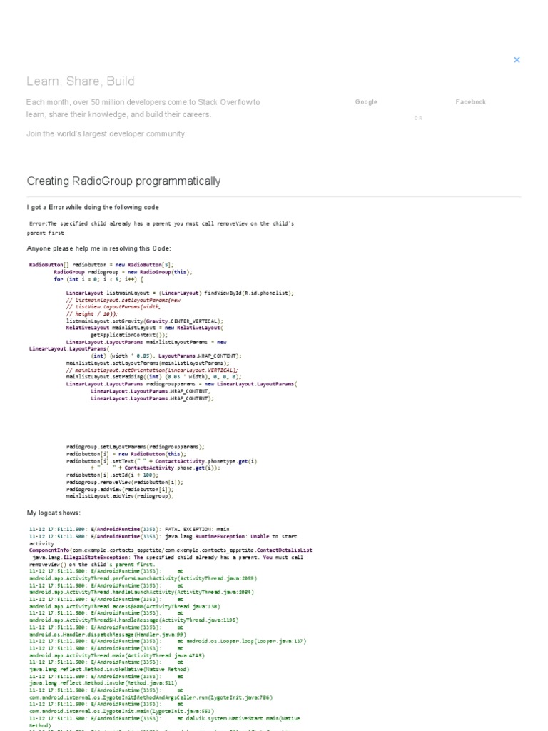Android Creating Radiogroup Programmatically Stack Overflow Pdf Java Programming 