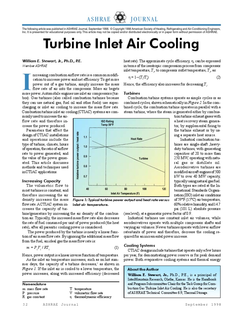 Turbine Inlet Air Cooling | PDF | Refrigeration | Gas Turbine