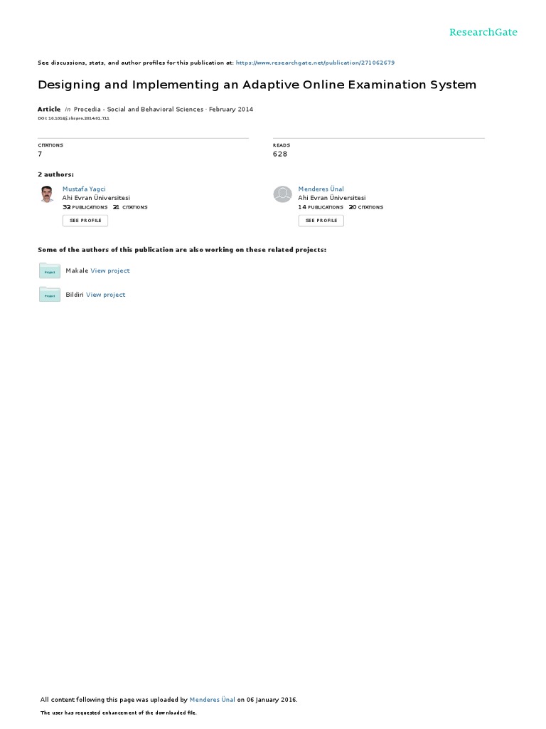 Designing and Implementing An Adaptive Online Exam PDF | PDF | Web ...