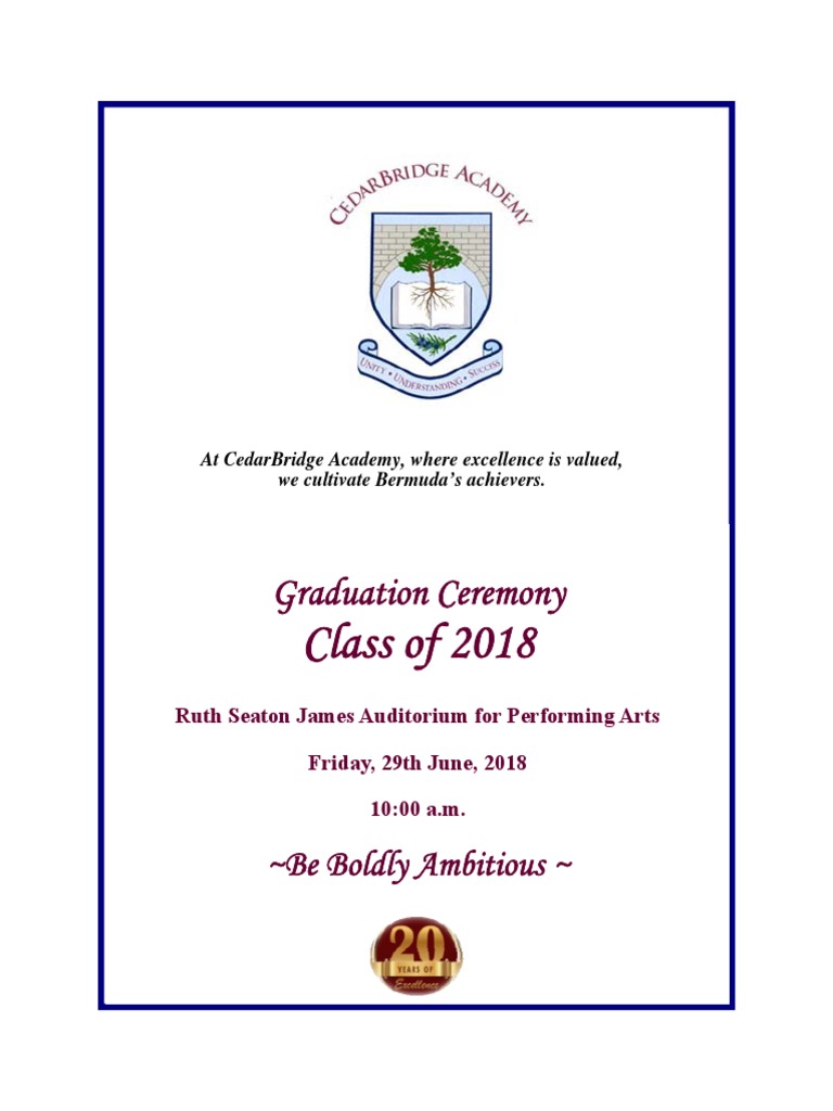 CBA Graduation Program Bermuda June 29 2018 | Download Free PDF ...