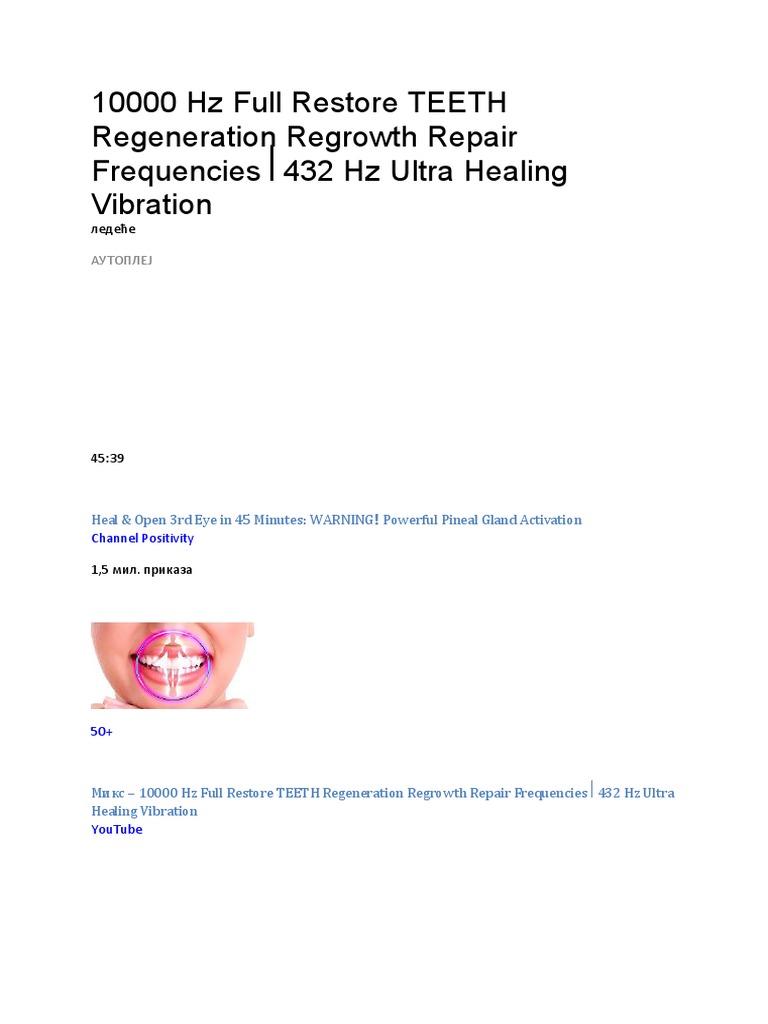 HZ Full Restore TEETH Regeneration Regrowth Repair Frequencies 432 HZ ...