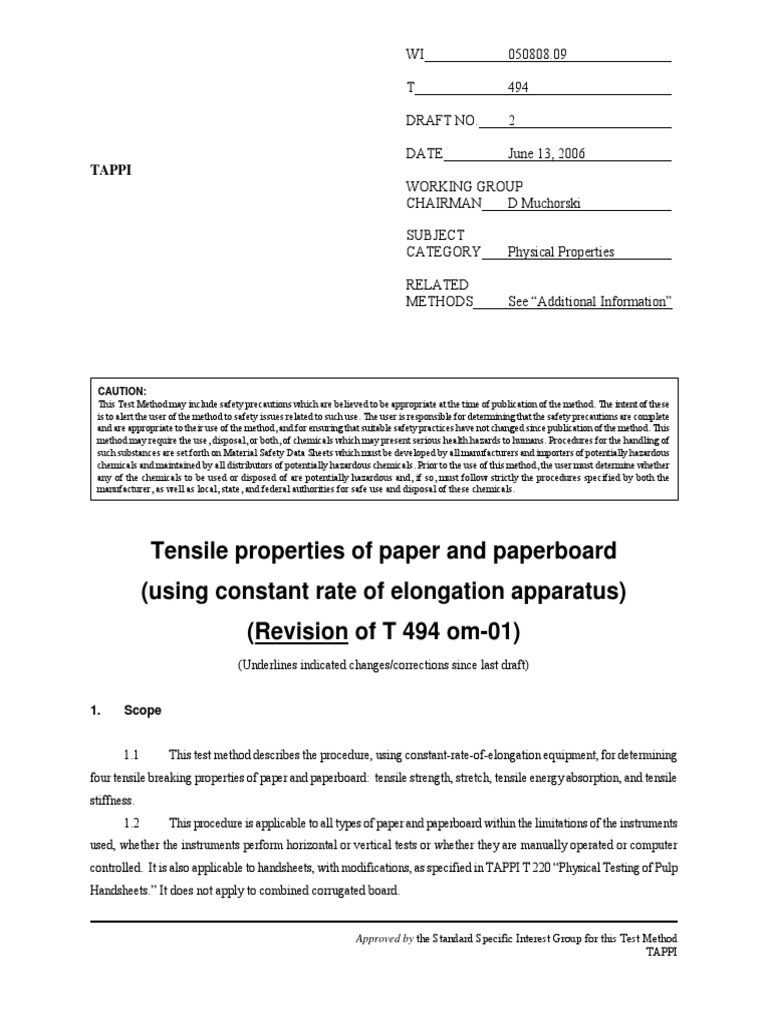 Tensile properties of paper and paperboard | PDF | Ultimate Tensile ...
