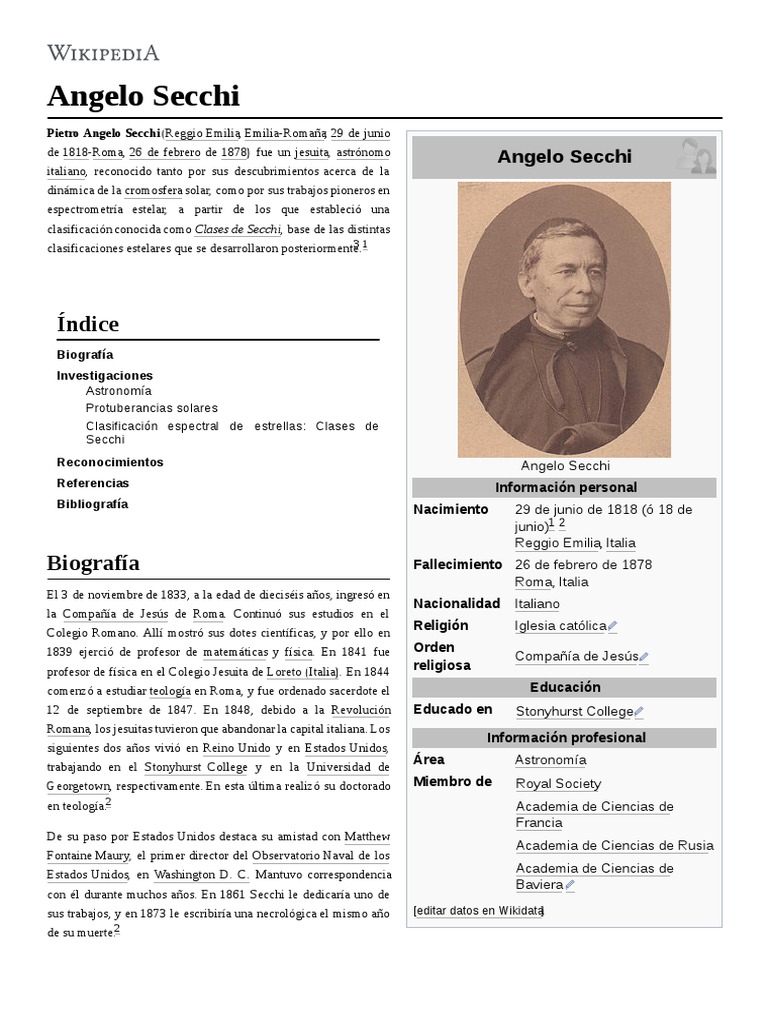 Angelo Secchi | PDF | Astronomía | Astronomía estelar