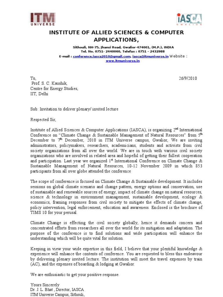 Invitation Letter | Sustainability | Sustainable Development