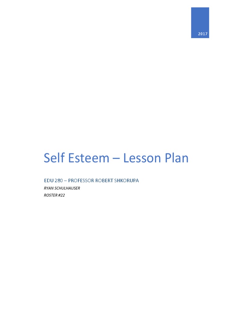 Self Esteem Lesson Plan for Educators | PDF