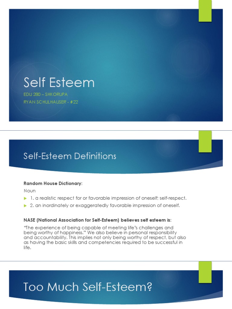 Self Esteem | PDF | Psychological Attitude | Self Esteem