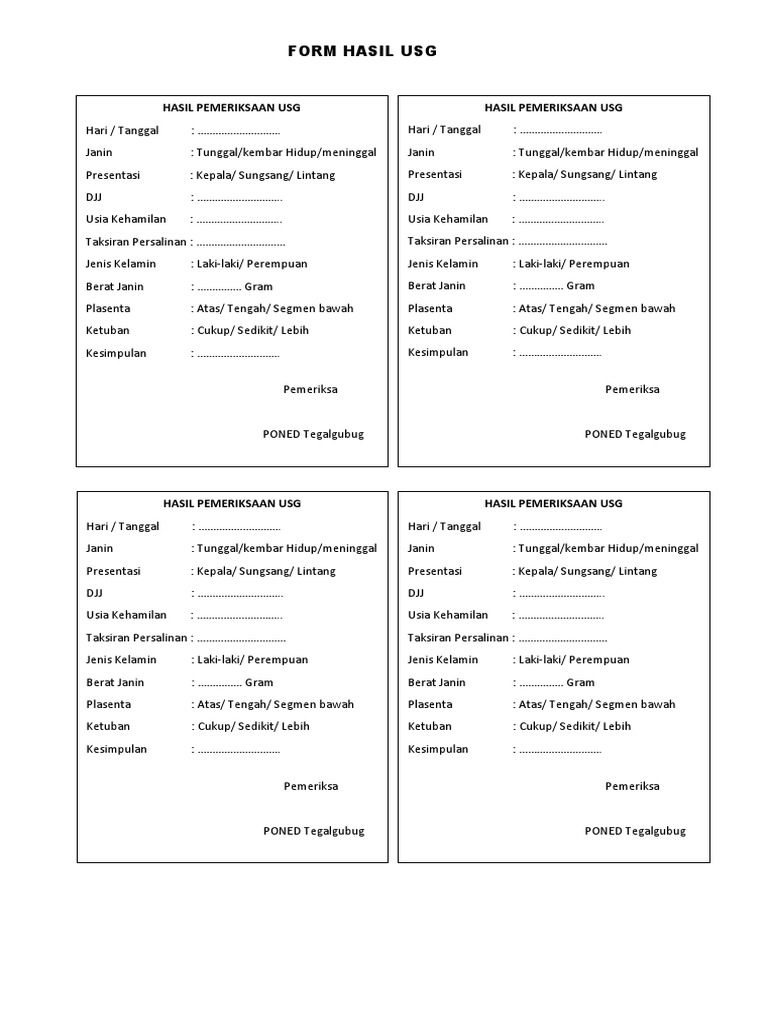 Form Hasil Usg | PDF