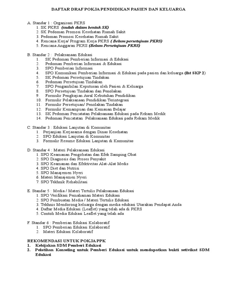 Daftar Draf Pokja PPK | PDF