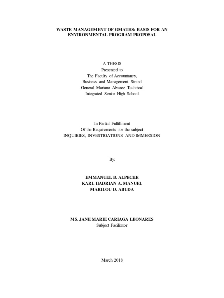 GMATHS Waste Management Study | PDF | Waste Management | Waste