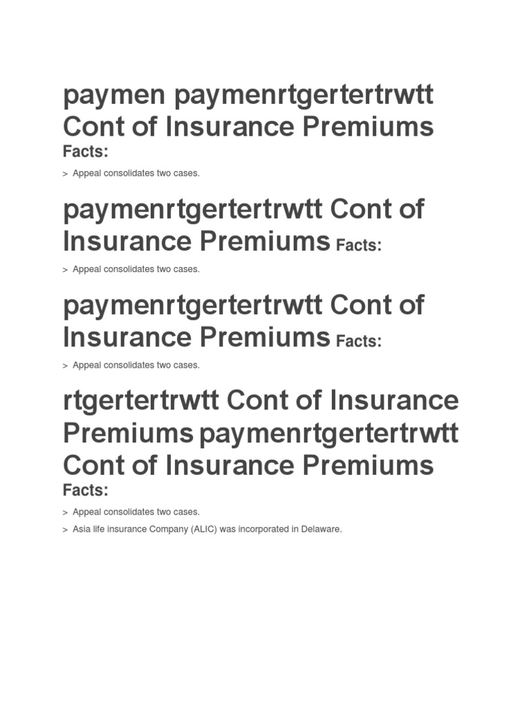 Asia Life Insurance Non-Payment of Premiums During WWII | PDF | Life ...