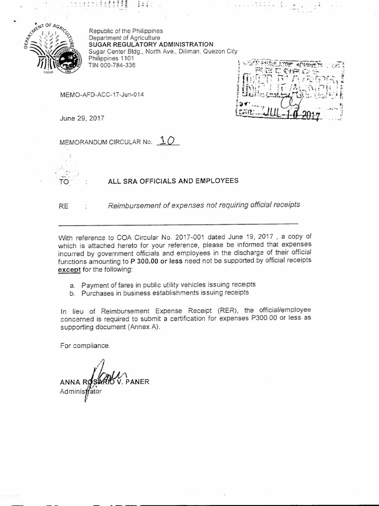 Memo Circular 10 Reimbursement of Expenses | PDF | Government | Social ...