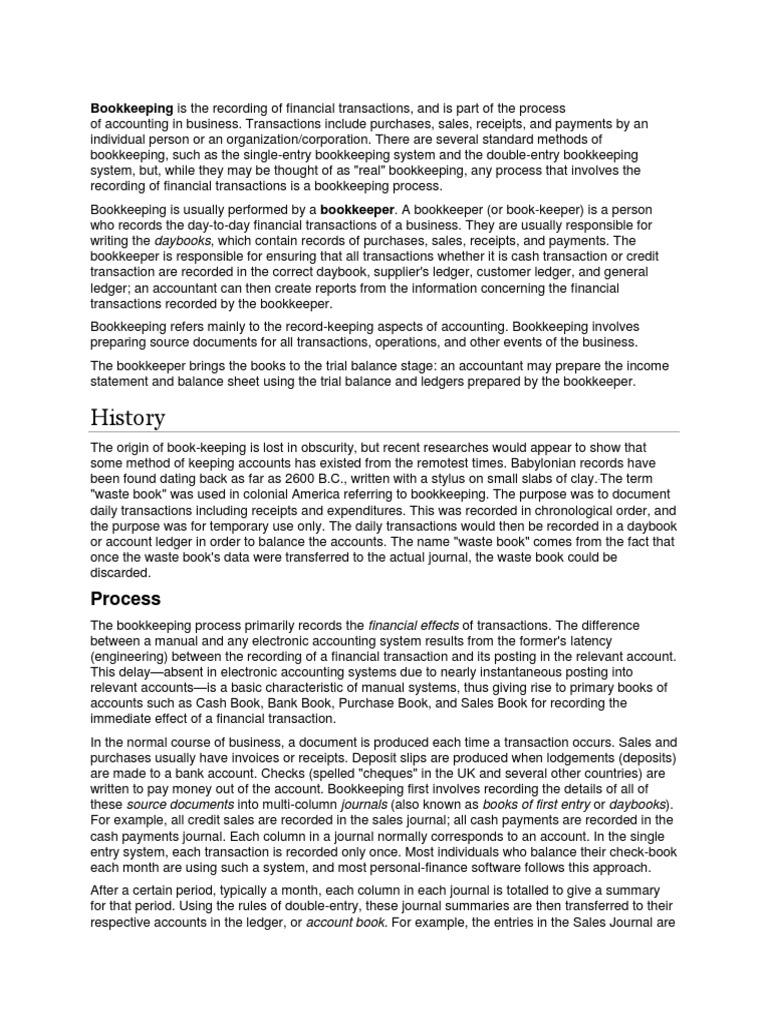 Bookkeeping | PDF | Bookkeeping | Debits And Credits