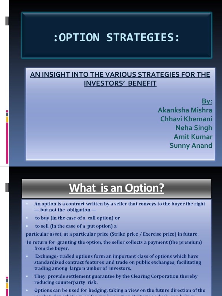 Presentation On Option Strategies | PDF | Option (Finance) | Put Option