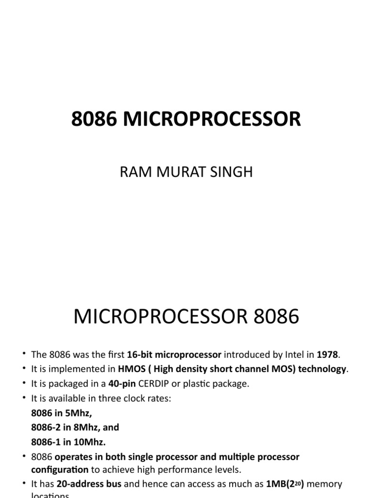 8086 Microprocessor: Ram Murat Singh | PDF | Electronic Engineering ...