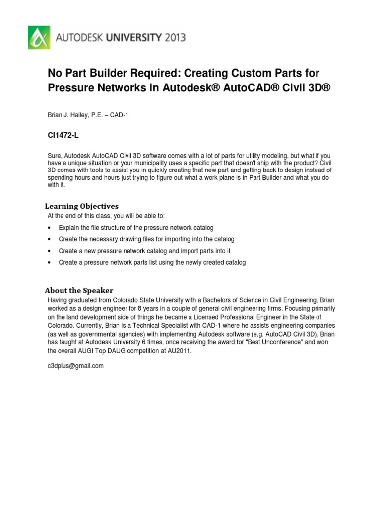 Civil 3D Creating Custom Parts | PDF | Auto Cad | Autodesk