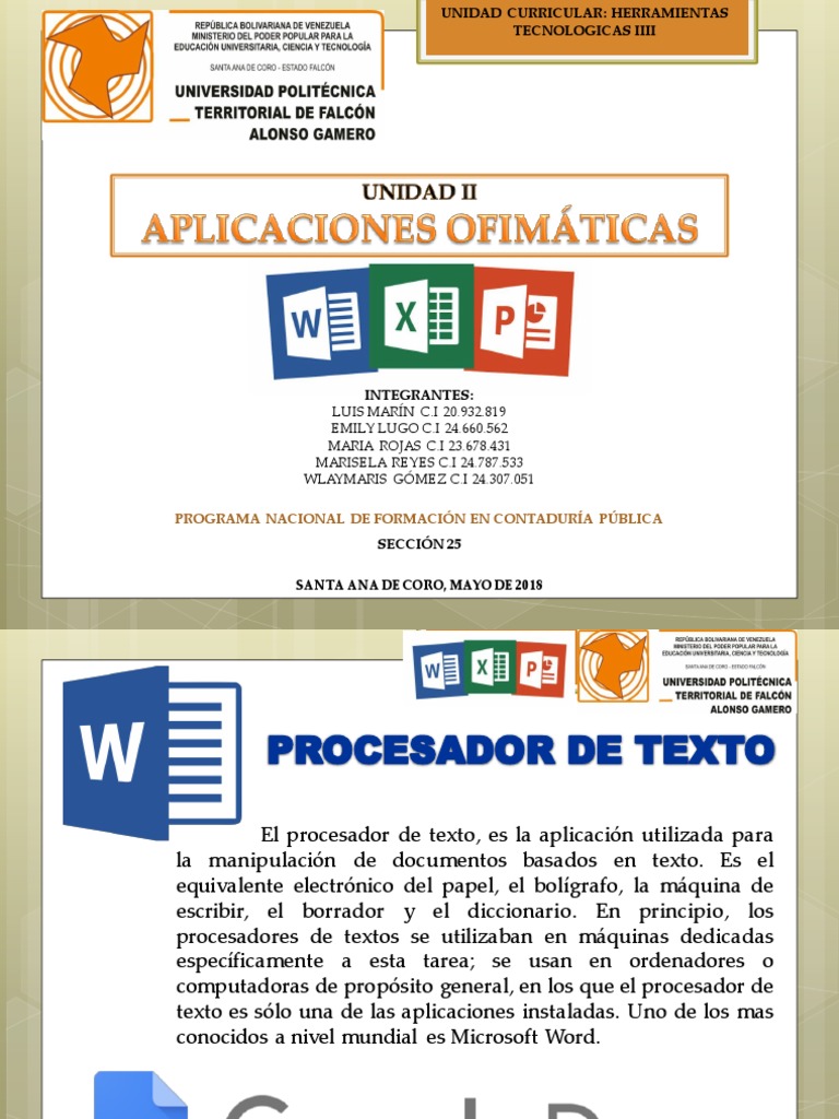 Unidad II Aplicaciones Ofimaticas | PDF | Hoja de cálculo | Microsoft PowerPoint
